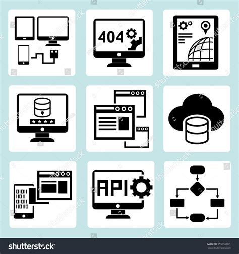 programming icons software development icons stock vector royalty free