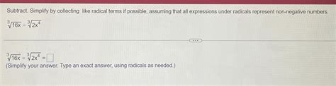 Solved Subtract Simplify By Collecting Like Radical Terms Chegg