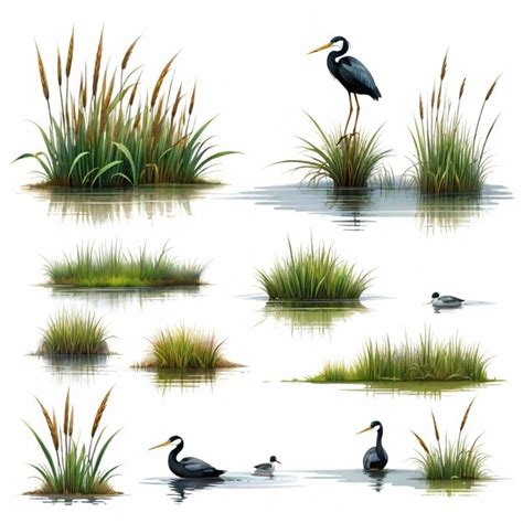 Marsh Vector Set White Background Isolated A High Qua Premium Ai