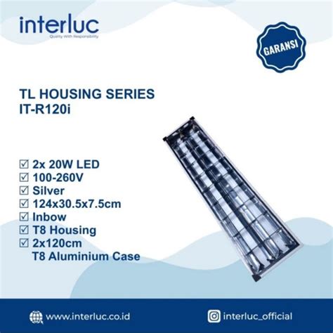 Jual Tl Housing T8 Interluc 2x20w Led Kap Rm 2 X 20 Watt Inbow Ib