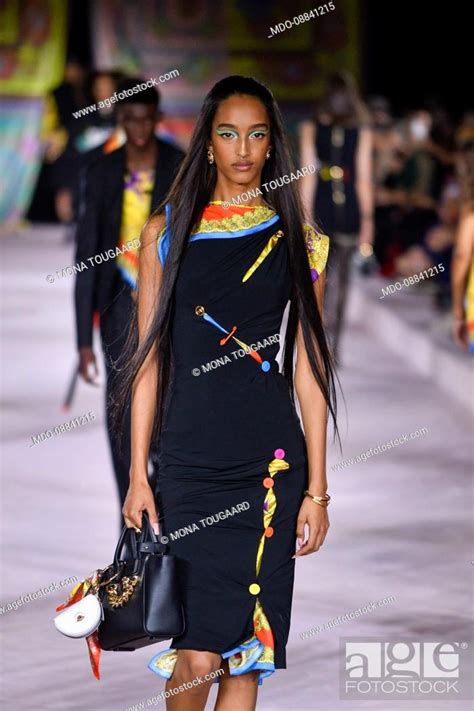 Danish Fashion Model Mona Tougaard Walks The Runway At The Versace