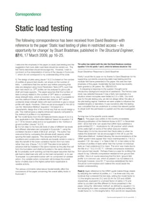 Static Load Testing The Institution Of Structural Engineers