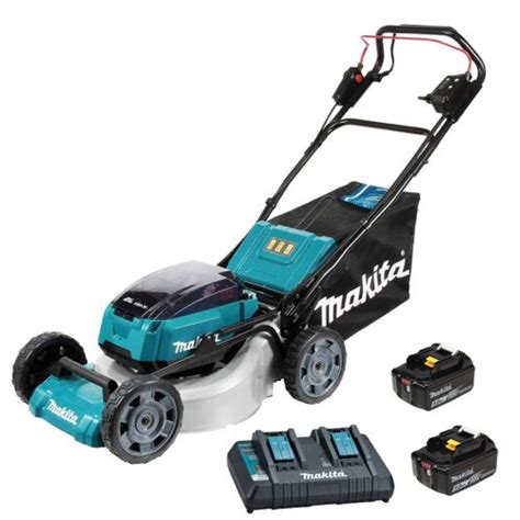 Tondeuse à gazon autotractée 2 x 18 V 2 batteries 5 Ah chargeur
