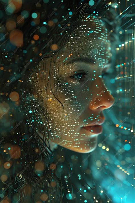 Premium Photo 3d Representation Of A Woman Emerging From A Digital Matrix