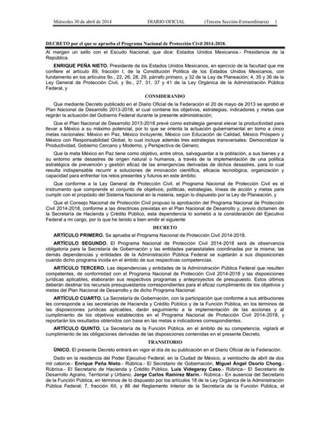 Programa Nacional De Protección Civil 2014 2018