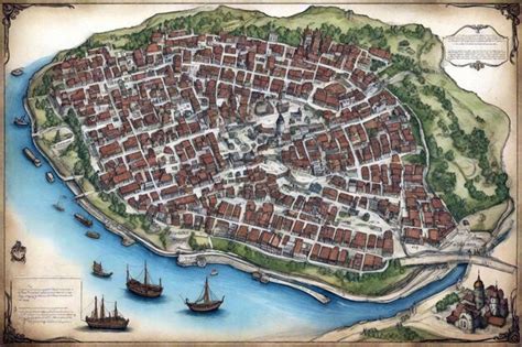 Premium Photo Old Style Map Old Town Map