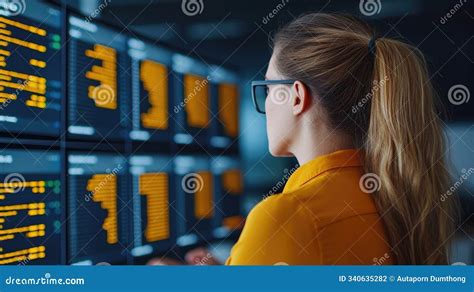 A Focused Professional Analyzes Data On Multiple Screens Illustrating Modern Technology And