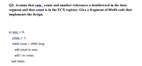 solved q3 assume that sum count and number references a