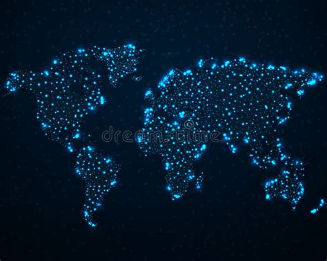 Abstract World Map With Glowing Particles Technology Concept Stock Vector Illustration Of