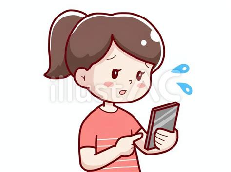 スマホを見て焦る女性イラスト No 22911415／無料イラストフリー素材なら「イラストac」