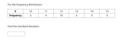 Solved For The Frequency Distribution Find The Standard Chegg