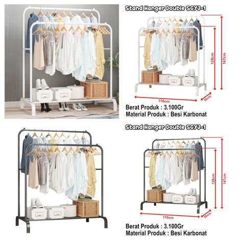 Jual TERMURAH Stand Hanger Gawang Besi Kuat Putih Hitam Butik Display Gawangan Gantungan Baju