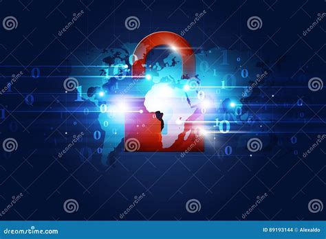 Red Lock Net Security Stock Illustration Illustration Of Server 89193144