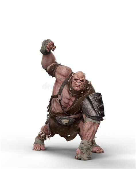 3d Rendering Of A Fantasy Ogre Waving His Fist Aggressively Isolated On