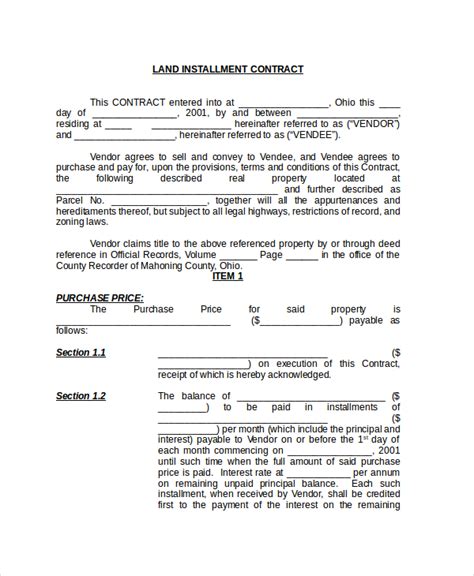 FREE 12 Land Contract Form Samples PDF MS Word Google Docs