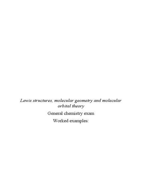 Lewis Structures Vsepr Molecular Orbital Theory Pdf Chemical Polarity Chemical Bond