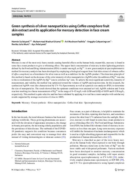 Pdf Green Synthesis Of Silver Nanoparticles Using Coffea Canephora