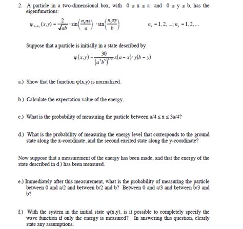Solved A Particle In A Two Dimensional Box With S S A Chegg