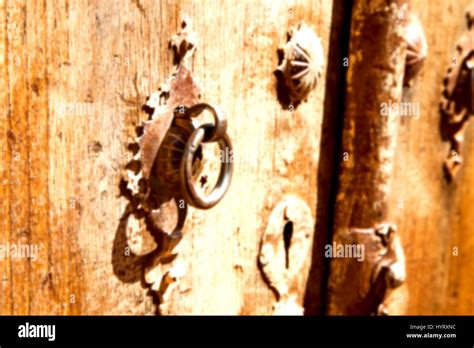 Blur In Iran Antique Door Entrance And Decorative Handle For Background