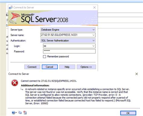 Network Related Error In Sql Server Connection Stack Overflow