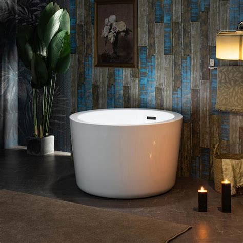 WOODBRIDGE 41 In Acrylic FlatBottom Round Bathtub With Oil Rubbed