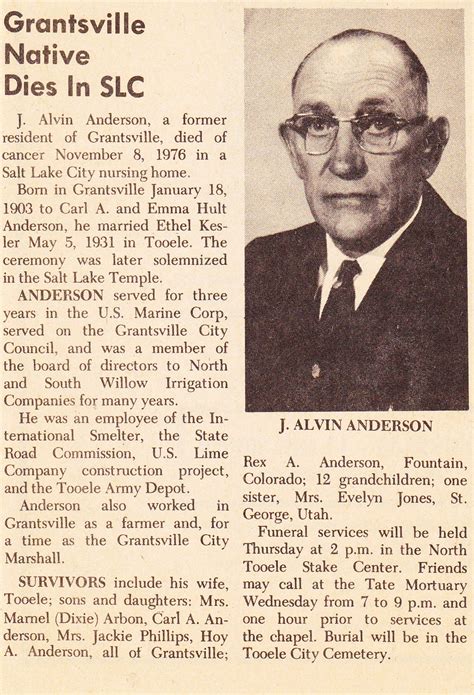 John Alvin Anderson 1903 1976 Mémorial Find A Grave