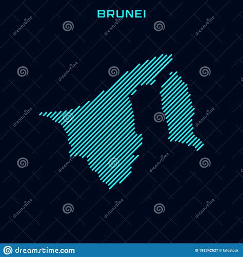 Brunei Striped Map Vector Design Template With Blue Background Stock