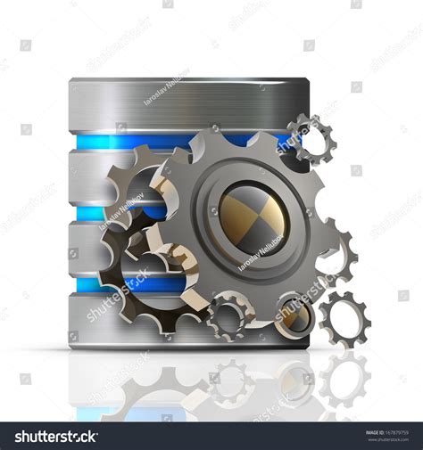 Hard Disk Database Icon Gears Isolated Stock Illustration 167879759
