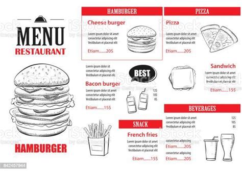 Template Desain Menu Makanan Cepat Saji Restoran Atau Kafe Hamburger