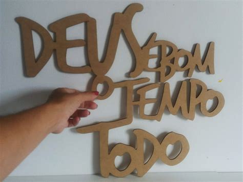 Lettering MDF Deus é bom o tempo todo 40cm Cores Elo7