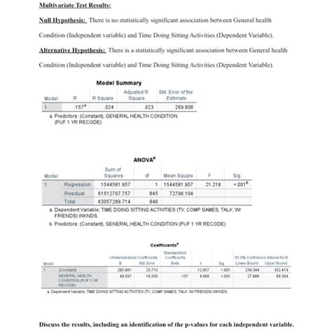 Solved Multivariate Test Results Null Hypothesis There Is