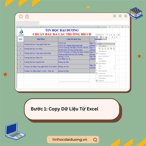 cách chuyển dữ liệu từ excel sang word tin học Đại dương