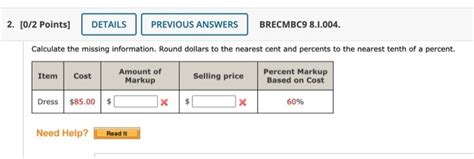 Solved 2 0 2 Points DETAILS PREVIOUS ANSWERS BRECMBC9 Chegg