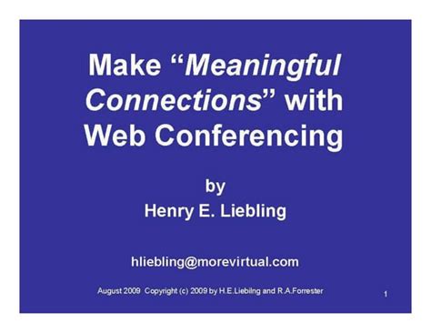 Make Meaningful Connections With Web Conferencing Pdf Web Conferencing Computer Software