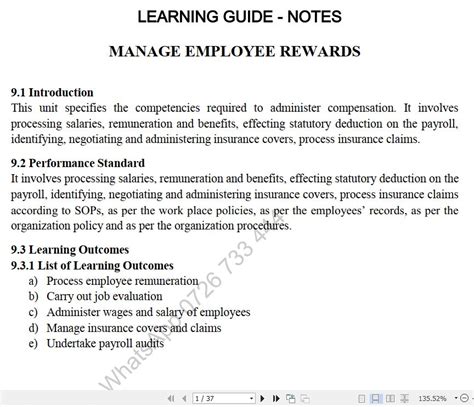 Manage Employee Rewards Learning Guide Pdf Notes TVET CDACC Level 6