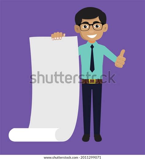 Indian Man Having Scroll List Flat Stock Vector Royalty Free Shutterstock