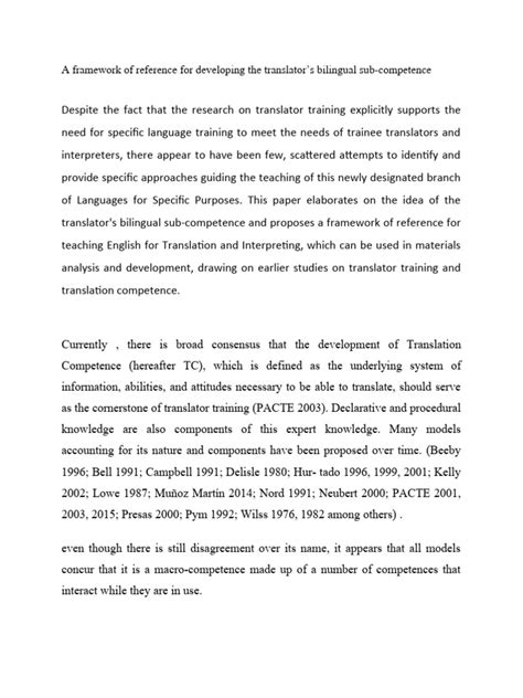 A Framework Of Reference For Developing The Translator Pdf Linguistics Translations