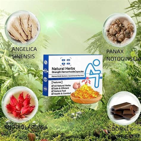 Herbal Hemorrhoid Relief Capsules Natural Treatment Suppository 1 Pc