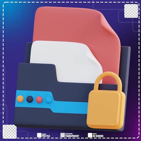 Premium Psd 3d Illustration Of Folder Security 3 Premium Psd 3d Illustration Of Folder Security 3