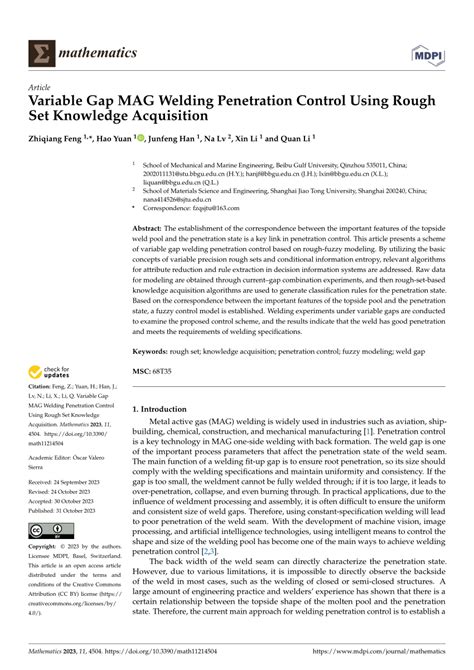 pdf variable gap mag welding penetration control using rough set