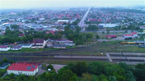 Panorama Railway Station Konin Dworzec Kolejowy Aerial View Poland Stock Footage Video Of