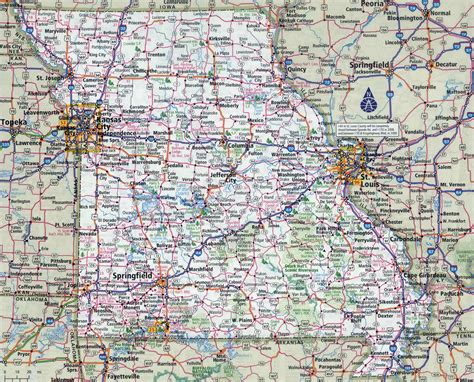 Large Detailed Roads And Highways Map Of Missouri State With All Cities
