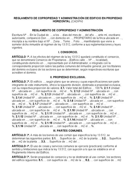 Modelo De Reglamentos Ph Descargar Gratis Pdf Condominio Derecho Y Economía