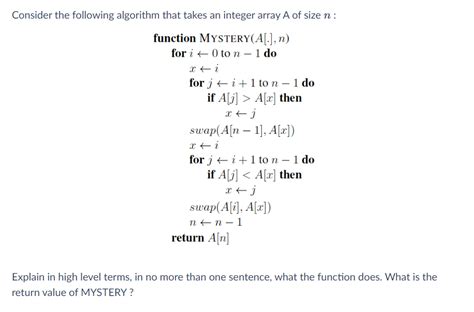 Solved Consider The Following Algorithm That Takes An Chegg