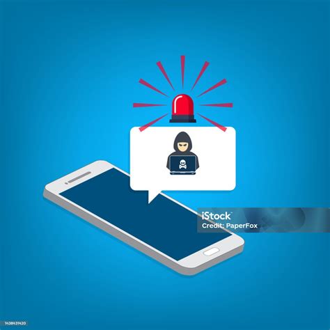 Hacker Malware Notification On Mobile Phone Smartphone With Hacker Alert Spam Data On Cellphone