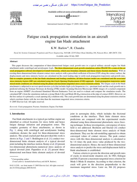 fatigue crack propagation simulation in a compressor blade pdf
