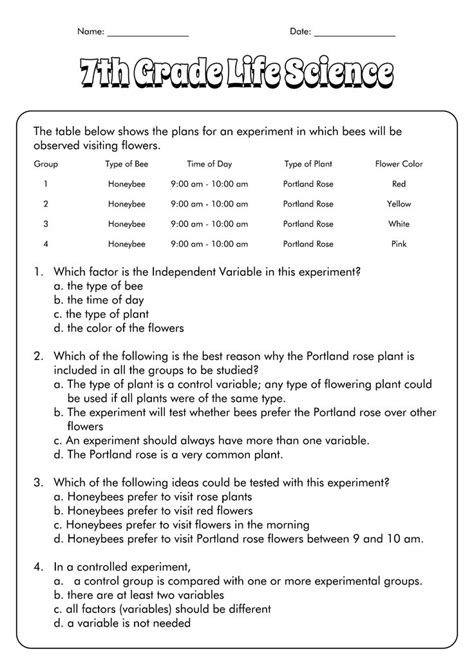 Science Worksheets 7th Grade Free Printables