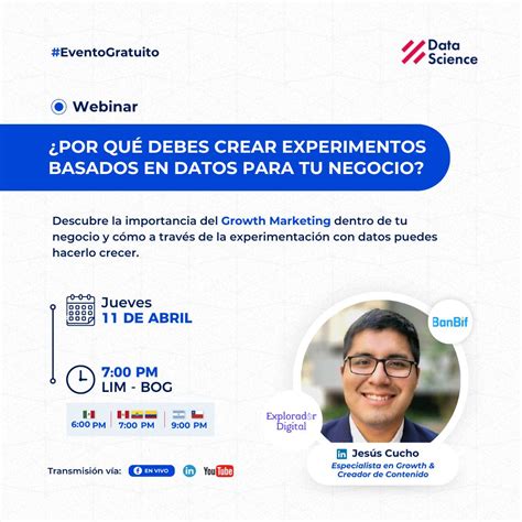 Webinar Eventovirtual Bigdata Cienciadedatos Datascience Growthmarketing Negocios Dsrp