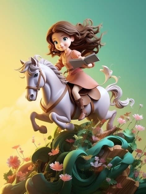 Rendu D une Scène De Fantaisie De Dessin Animé Avec Une Fille Photo Gratuite