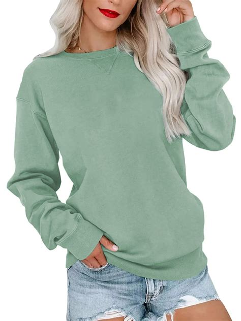 Moshu Casual Womens Sweatshirts Crewneck Long Sleeve Tops Oversized